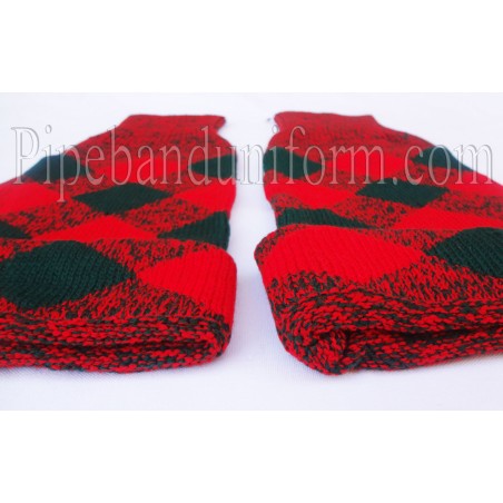 Red & Green Pipe Band Hose Tops - Half Hoses