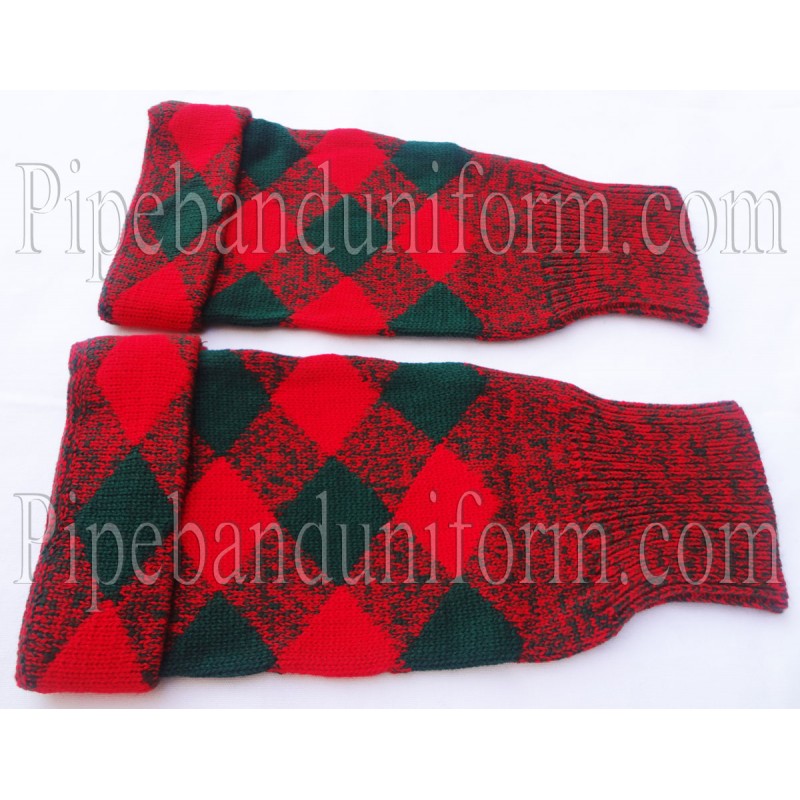 Red & Green Pipe Band Hose Tops - Half Hoses