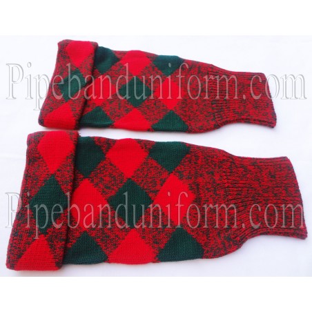 Red & Green Pipe Band Hose Tops - Half Hoses