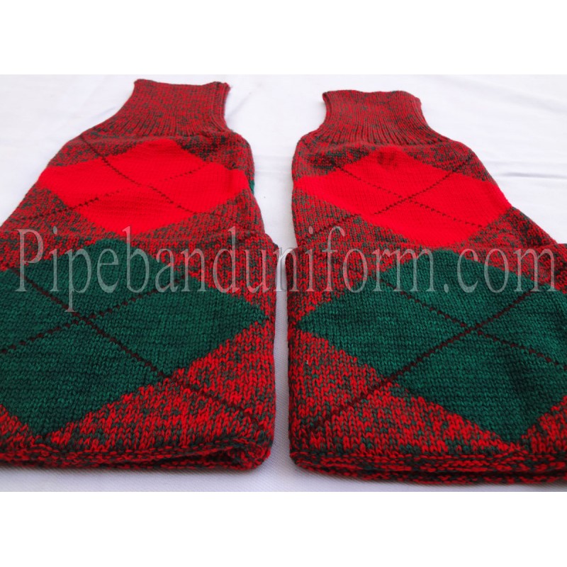 Green & Red Scottish Pipers Drummers Hose Tops