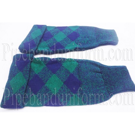 Blue & Green Scottish Bagpipers Hose Tops