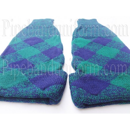 Blue & Green Scottish Bagpipers Hose Tops