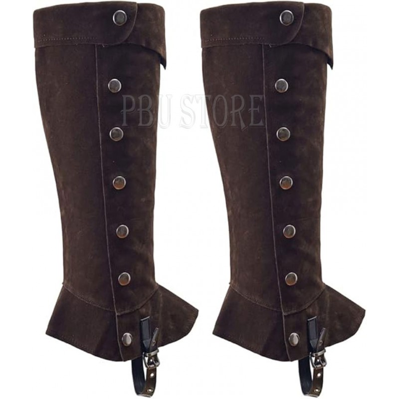 Medieval Brown Faux Leather Long Spats / Gaiters